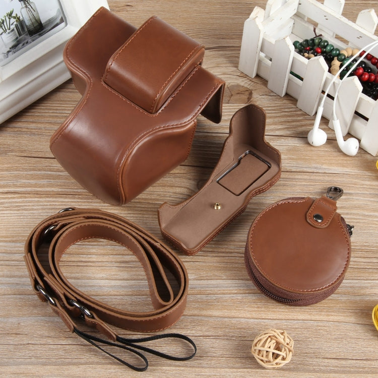 For Canon EOS R50 Full Body Magnetic Leather Camera Case Bag with Stra