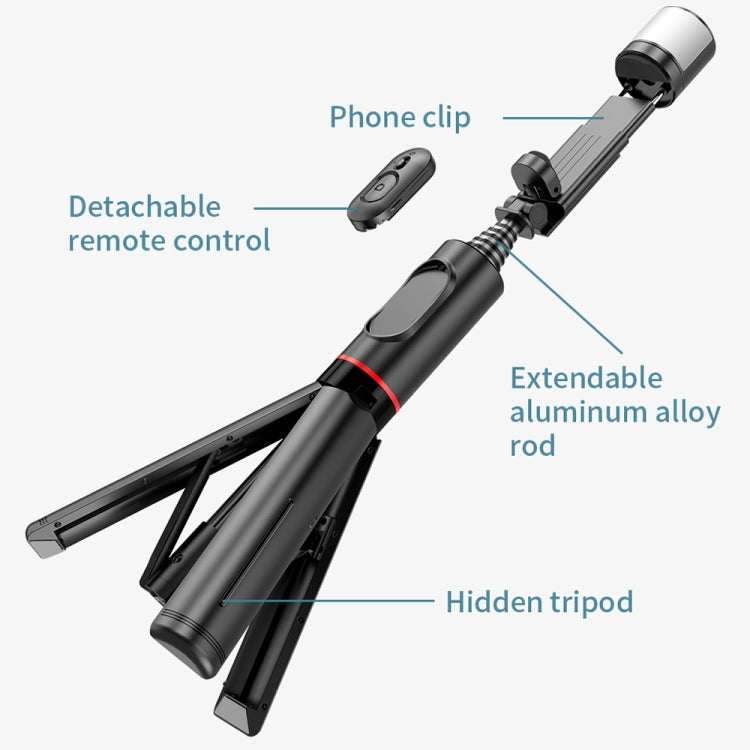 Q12s Bluetooth Remote Control Rotatable Fill Light Tripod Selfie Stick