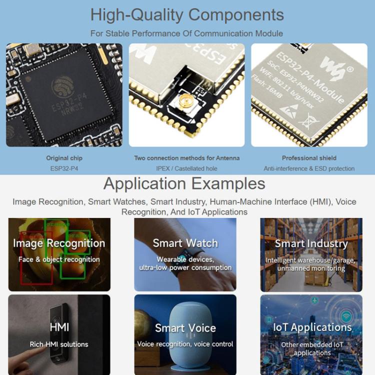 WAVESHARE ESP32-P4-Module Core Board, Based On ESP32-P4 And ESP32-C6 D