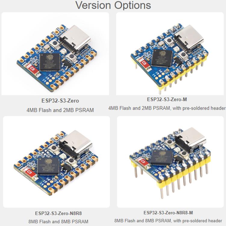 WAVESHARE 2.4GHz Wi-Fi Mini Development Board Based ESP32-S3 Dual-Core